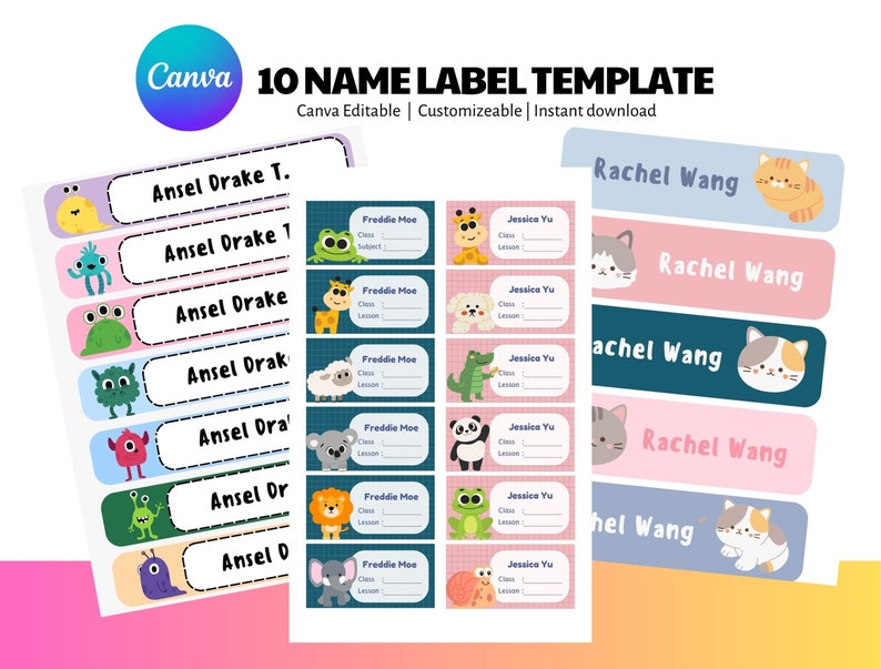 Personalized Cute Name Labels Template Back to School Labels Ideal for ...