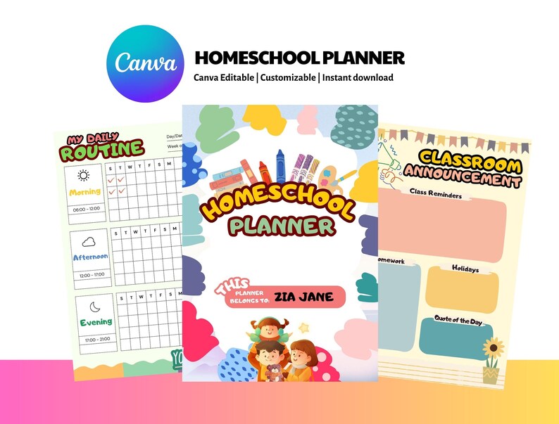 Editable Homeschool Planner Printable Bundle Template Lesson Plan Pages ...