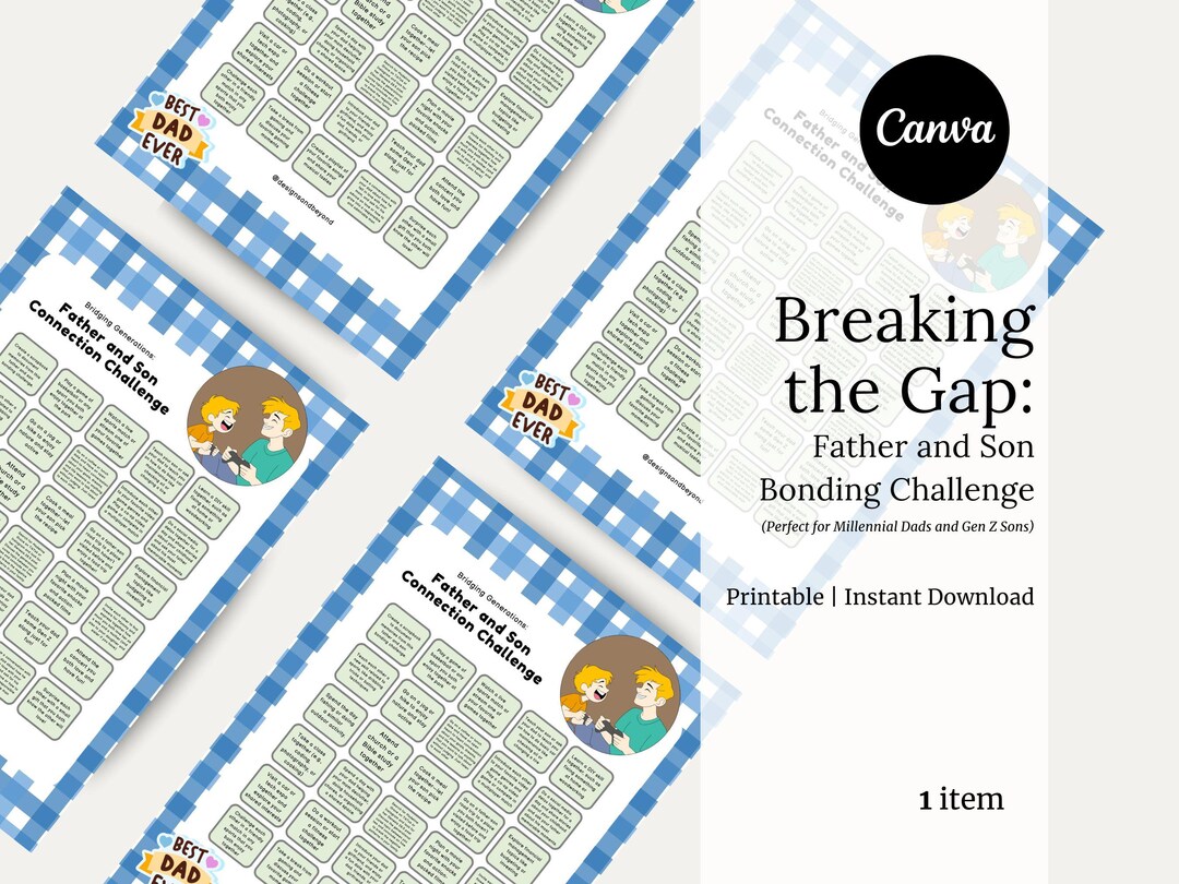 Printable Father and Son Checklist Challenge Gift for Man Praying Faith ...