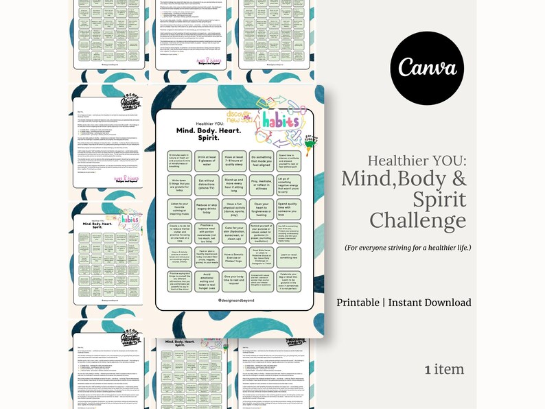 Printable Healthy Habits Checklist Mental Health & Wellness Planner ...