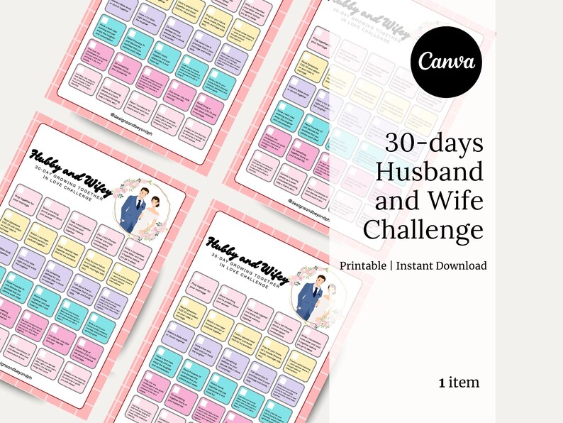 Printable Husband Wife Checklist Married Life Challenge Making Memories ...