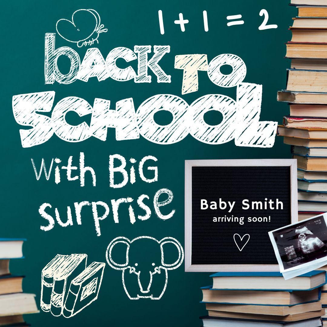 Editable School Teacher Pregnancy Announcement Personalized Social ...