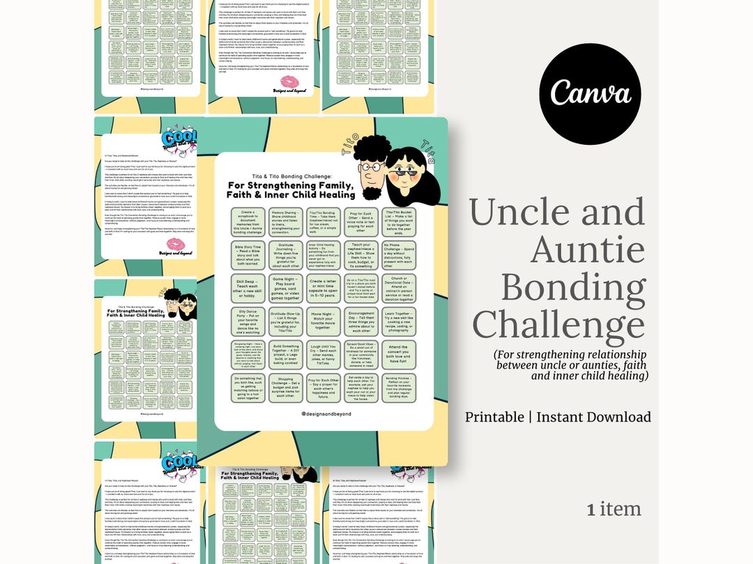 Printable Auntie & Uncle Checklist Cool Tita Tito Challenge Faith ...