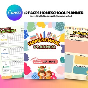 Editable Homeschool Planner Printable Bundle Template Lesson Plan Pages ...