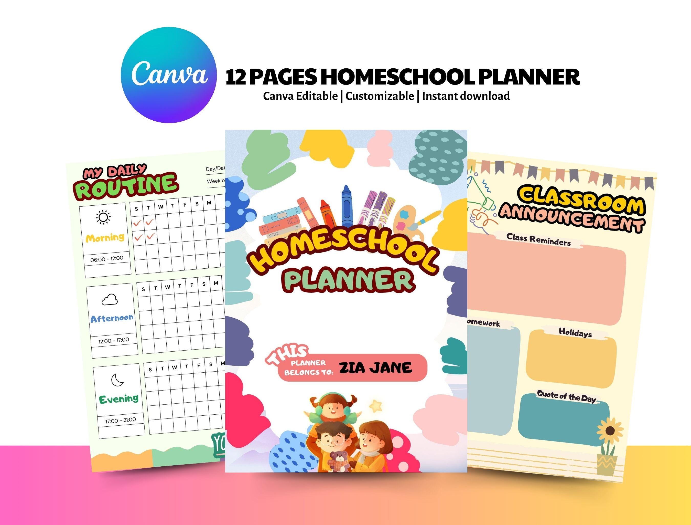 Editable Homeschool Planner Printable Bundle Template Lesson Plan Pages ...