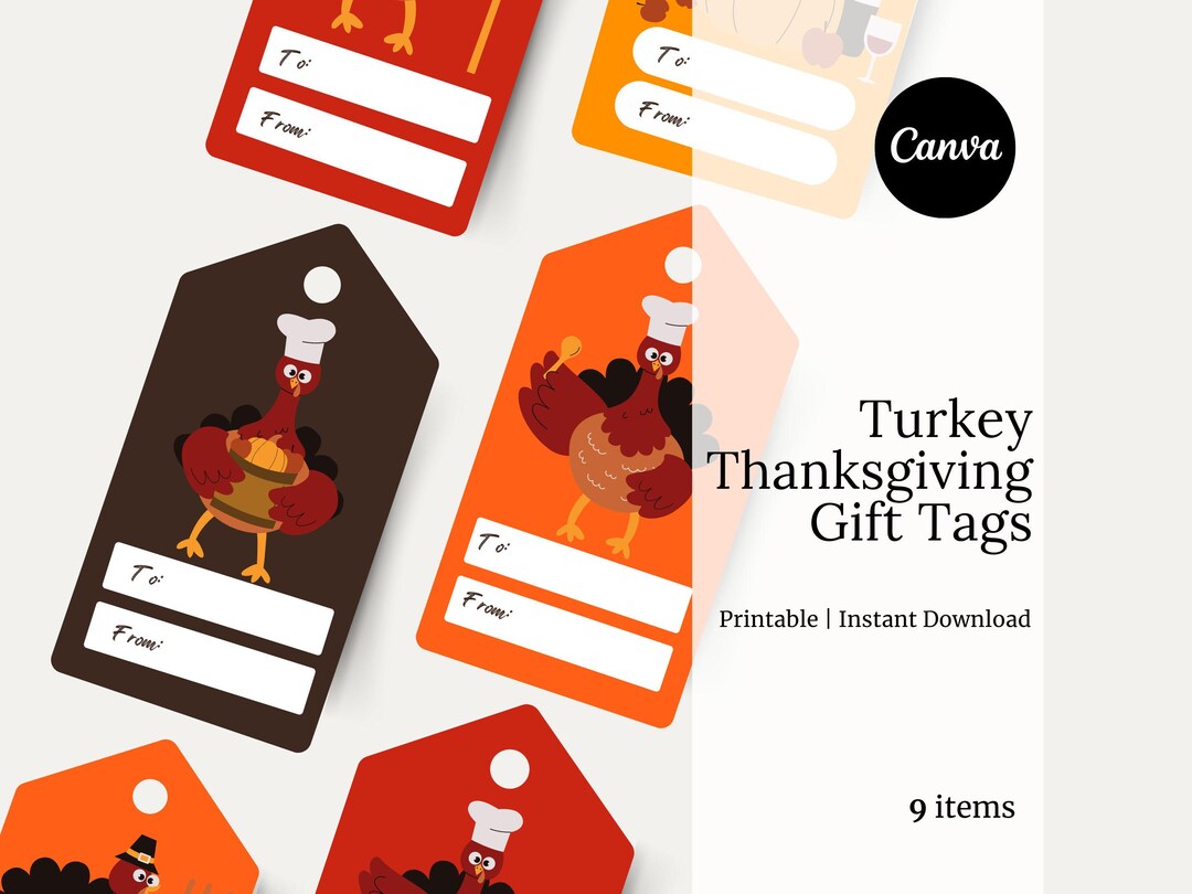 Printable Thanksgiving Turkey Designs Personalized Gifts Tag Autumn ...