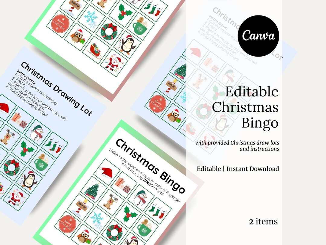 Editable Fun Christmas Bingo Family Activity Kids Christmas Party Game ...