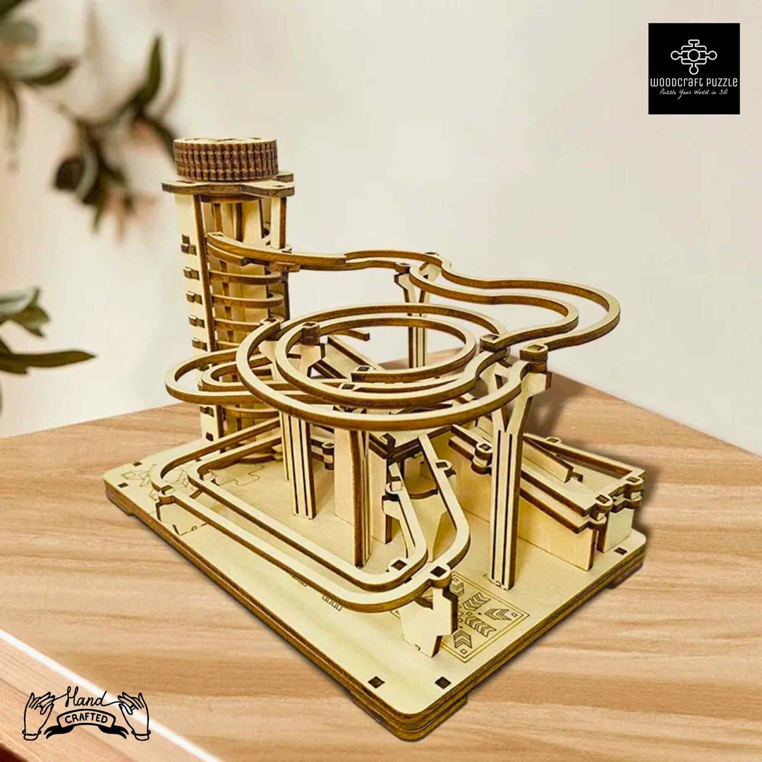 Wooden Marble Run Maze 3D Puzzle, DIY Mechanical Spiral Rolling Track ...