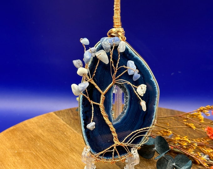 Agate Suncatcher Tree of Life Natural Décor Grey Tan Agate Slice With ...