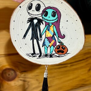 Jack and Sally Handpainted Wood Slice Wall Hanging - Etsy