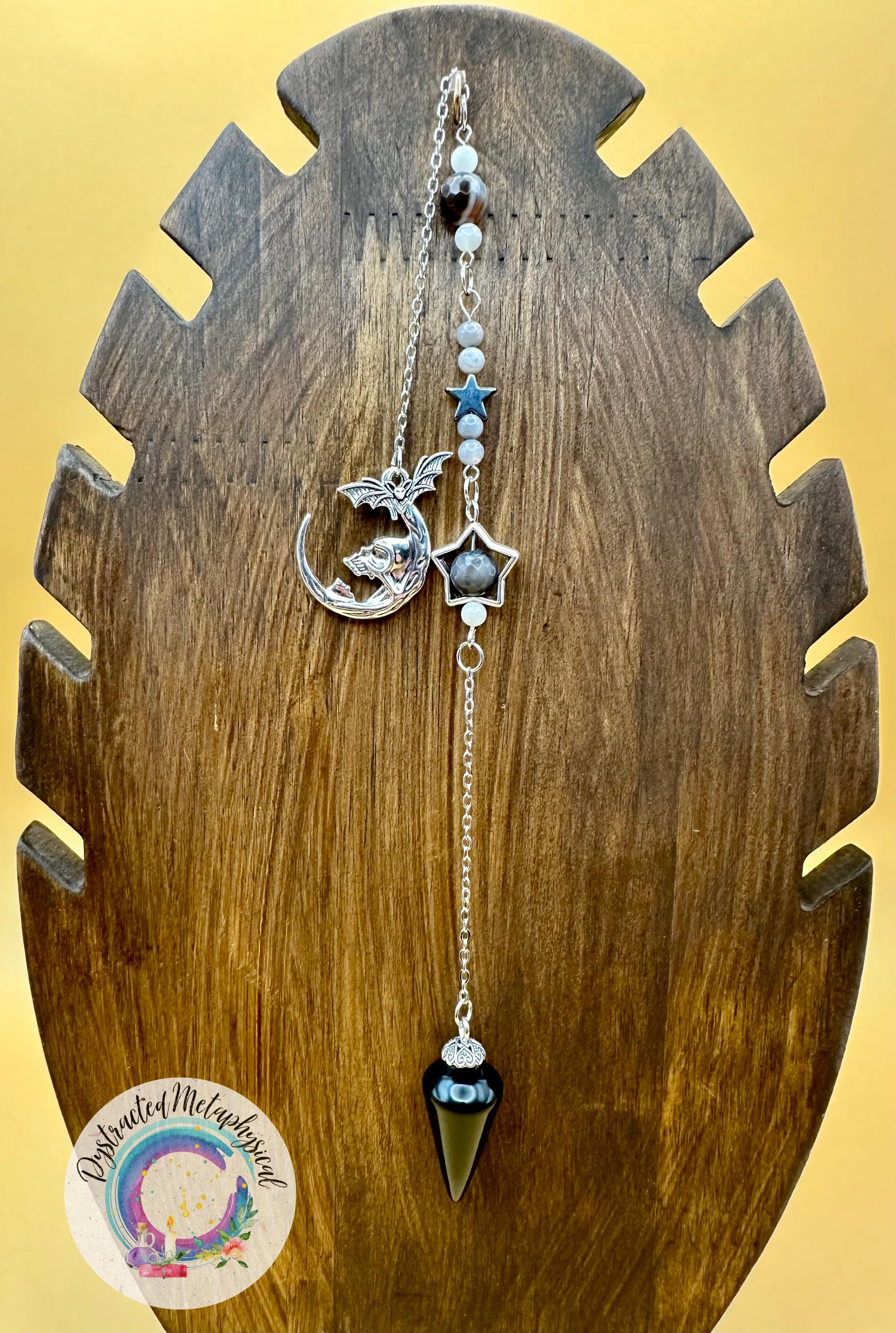 On the Dark Side Divination Pendulum With Black Onyx and Faceted Agate ...
