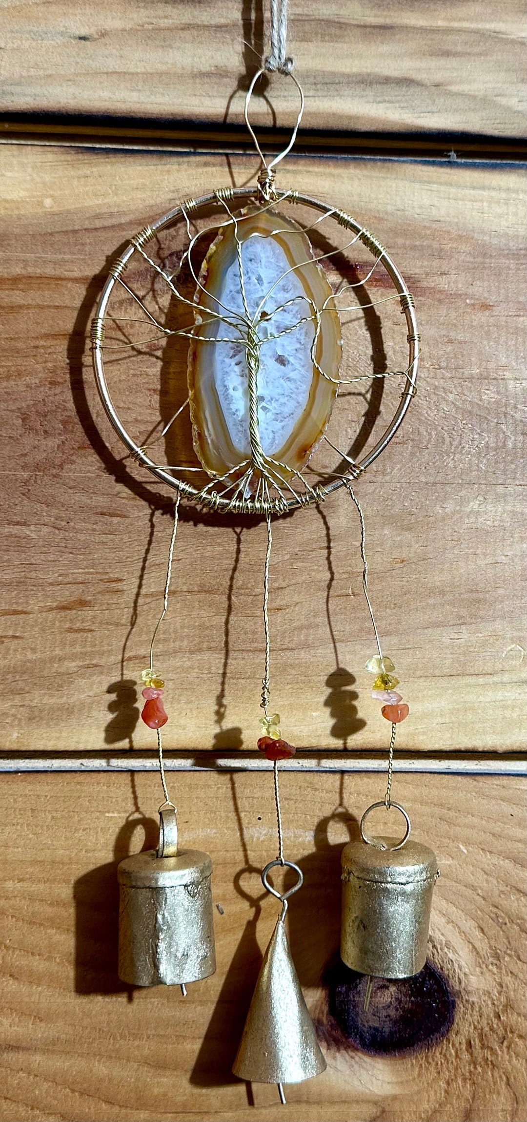 Carnelian Agate Slice Wrapped Tree of Life Wind Chime - Etsy