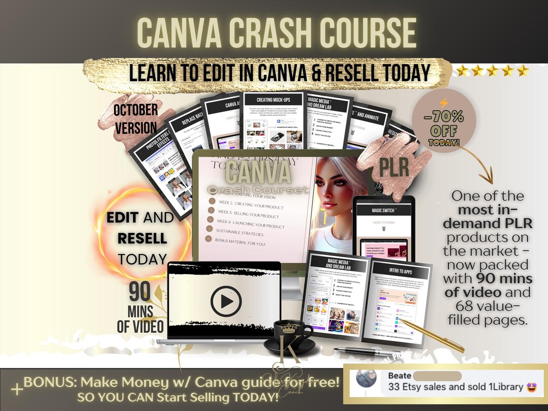 Canva Crash Course PLR, Rebrand and Resell, Done for You Guide - Etsy