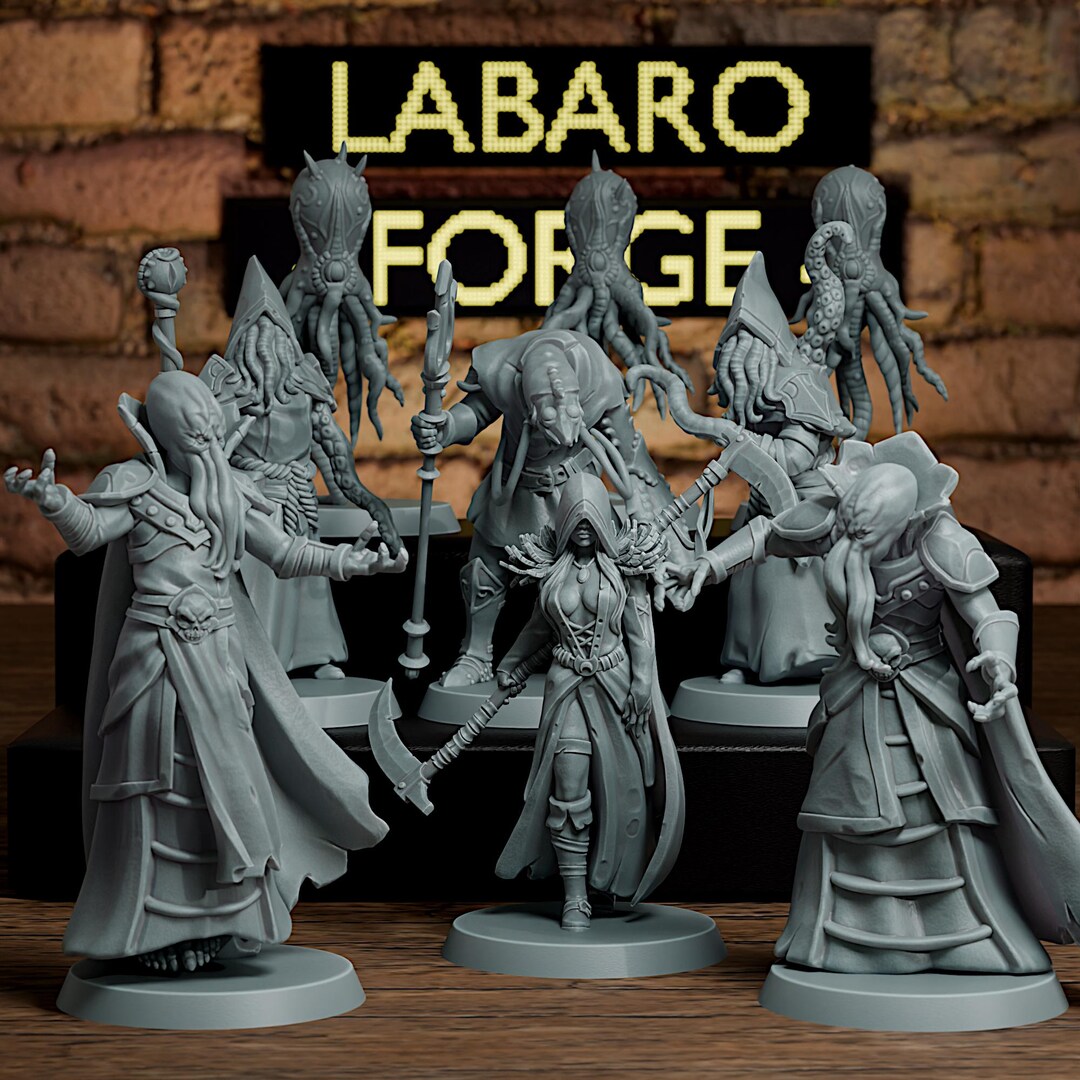 Dnd the Cult - Mindflayers and Cult Members - RPG Tabletop 9 Miniatures ...