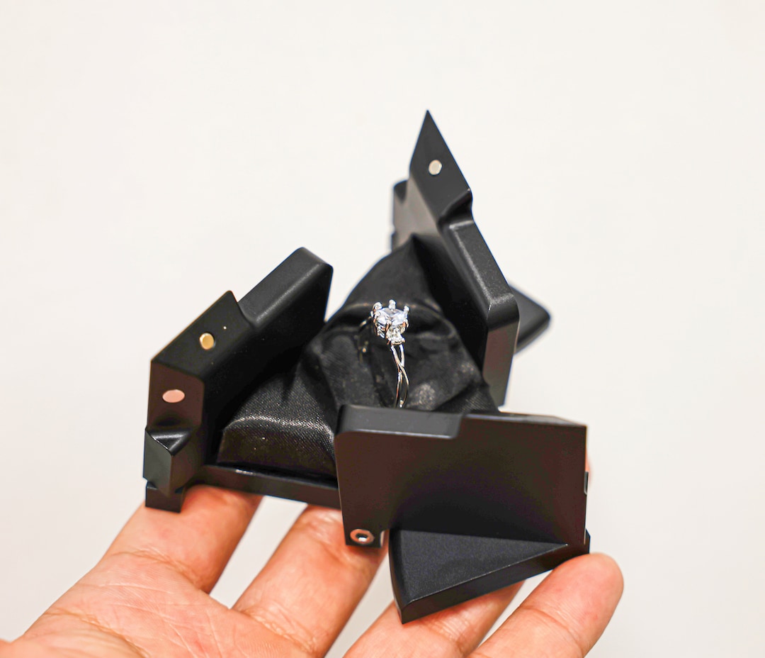 Black Kinetic Ring Box, Slightly Frosted Feel, Proposal Ring Box, One ...