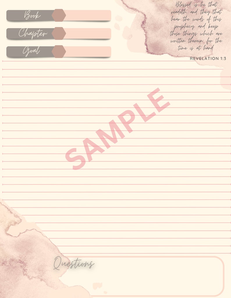 Bible Study Note Sheet by Chapter - Etsy