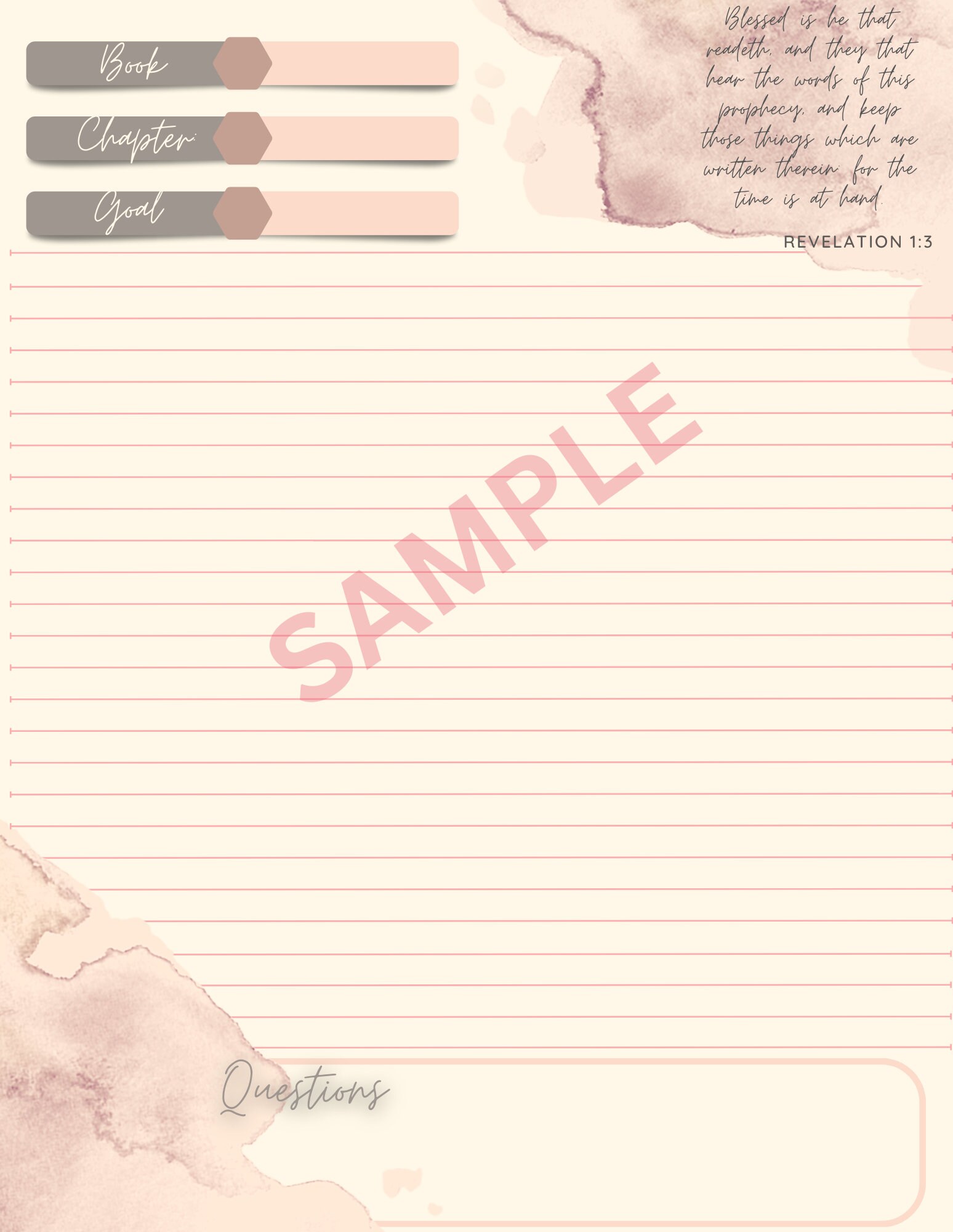 Bible Study Note Sheet by Chapter - Etsy