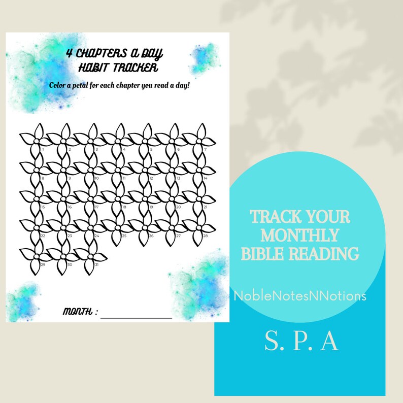 Four Bible Chapters A Day, Habit Tracker - Etsy