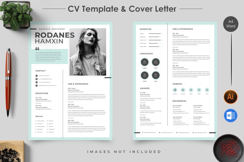 Easy Custom Edit Clean Professional CV Resume Template ai and MS Word ...