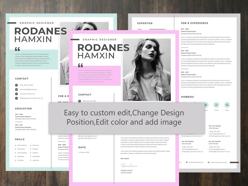 Easy Custom Edit Clean Professional CV Resume Template ai and MS Word ...