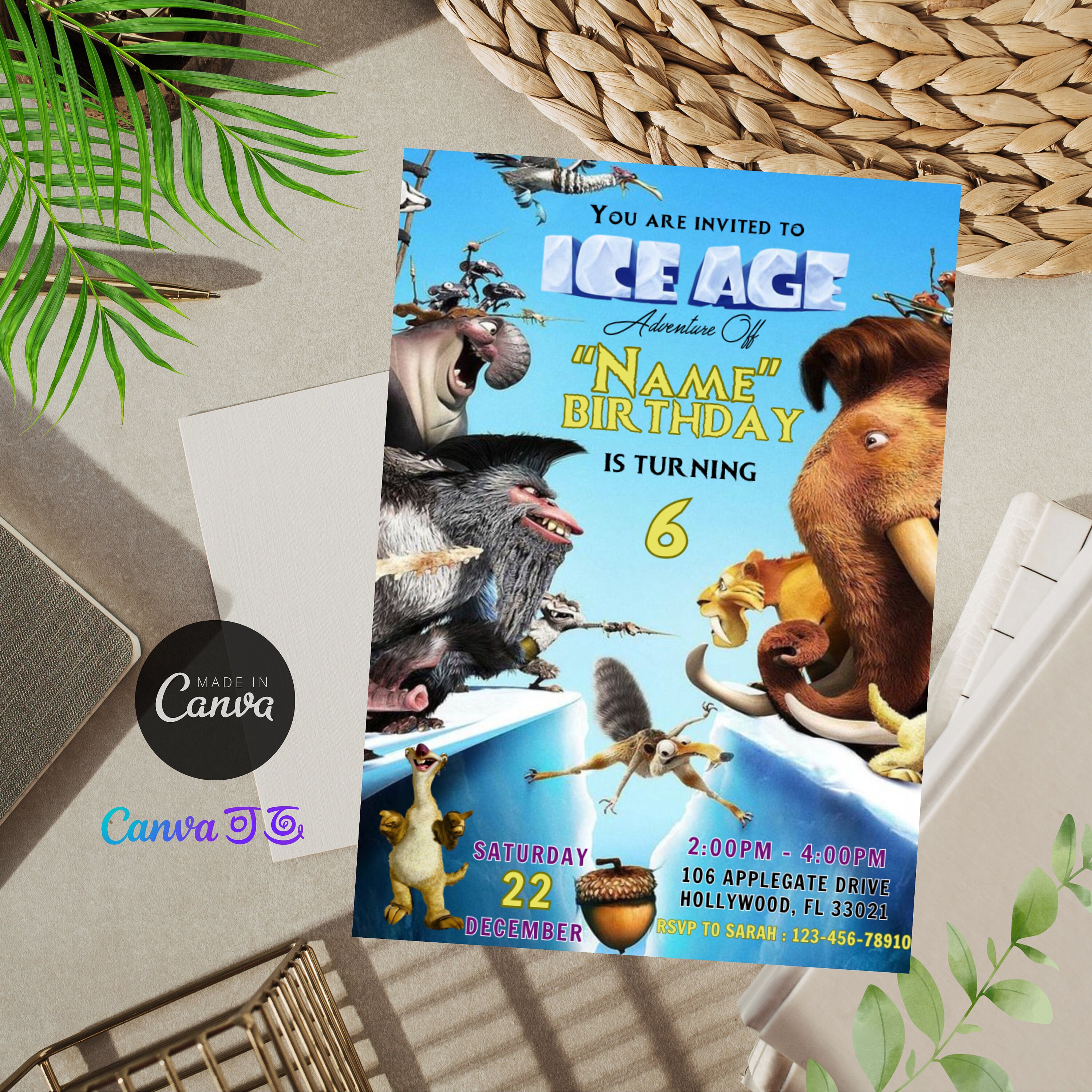 Editable Ice Age Birthday Invitation, Kids Birthday Design, Instant ...