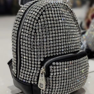 Luxury Diamond Stone Detailed Backpack, Sparkly Shoulder Bag for Women ...