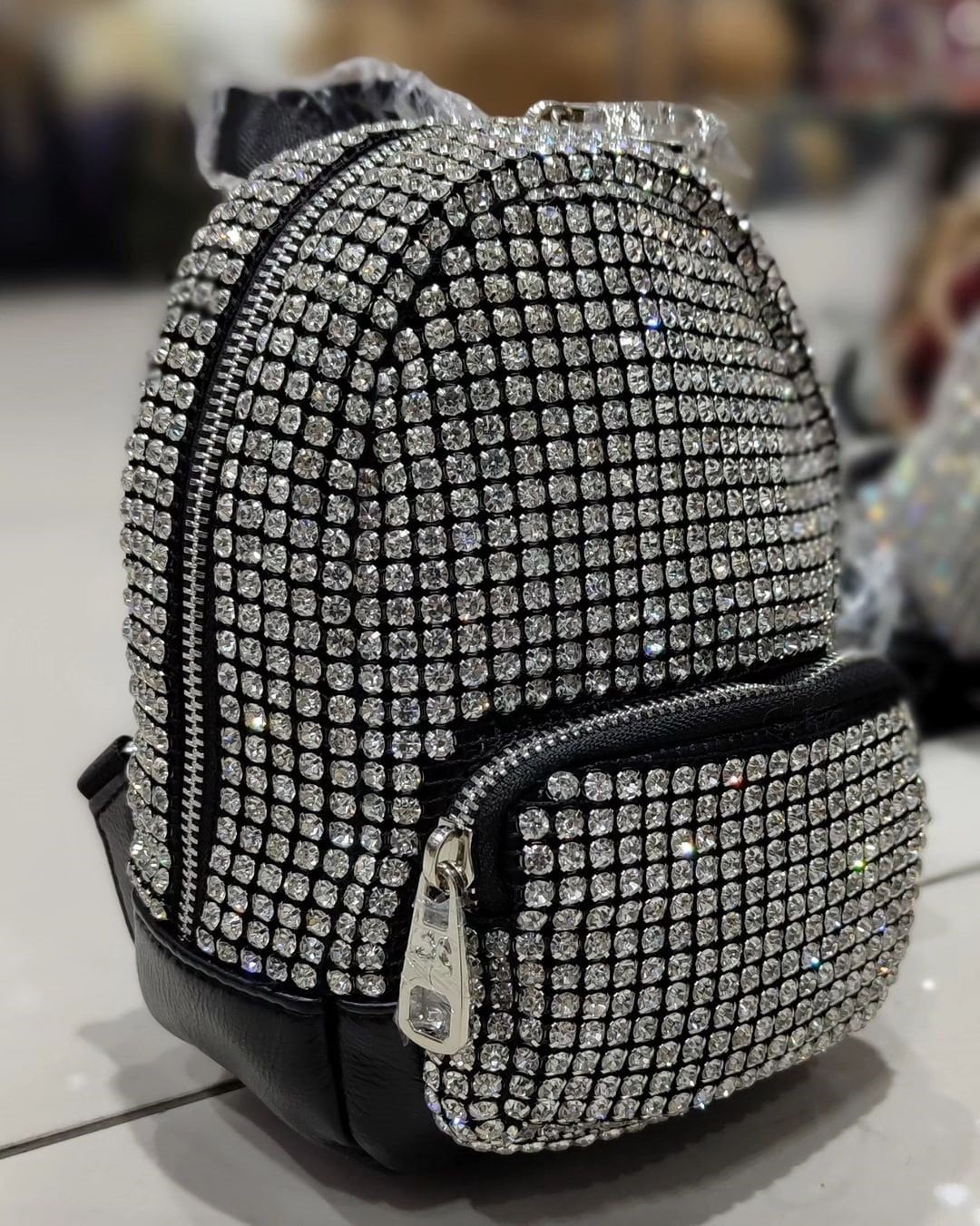 Luxury Diamond Stone Detailed Backpack, Sparkly Shoulder Bag for Women ...