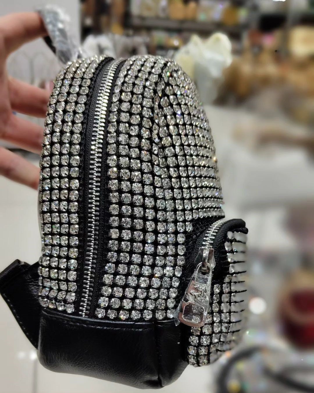 Luxury Diamond Stone Detailed Backpack, Sparkly Shoulder Bag for Women ...