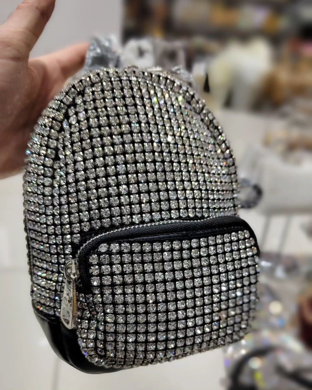 Luxury Diamond Stone Detailed Backpack, Sparkly Shoulder Bag for Women ...