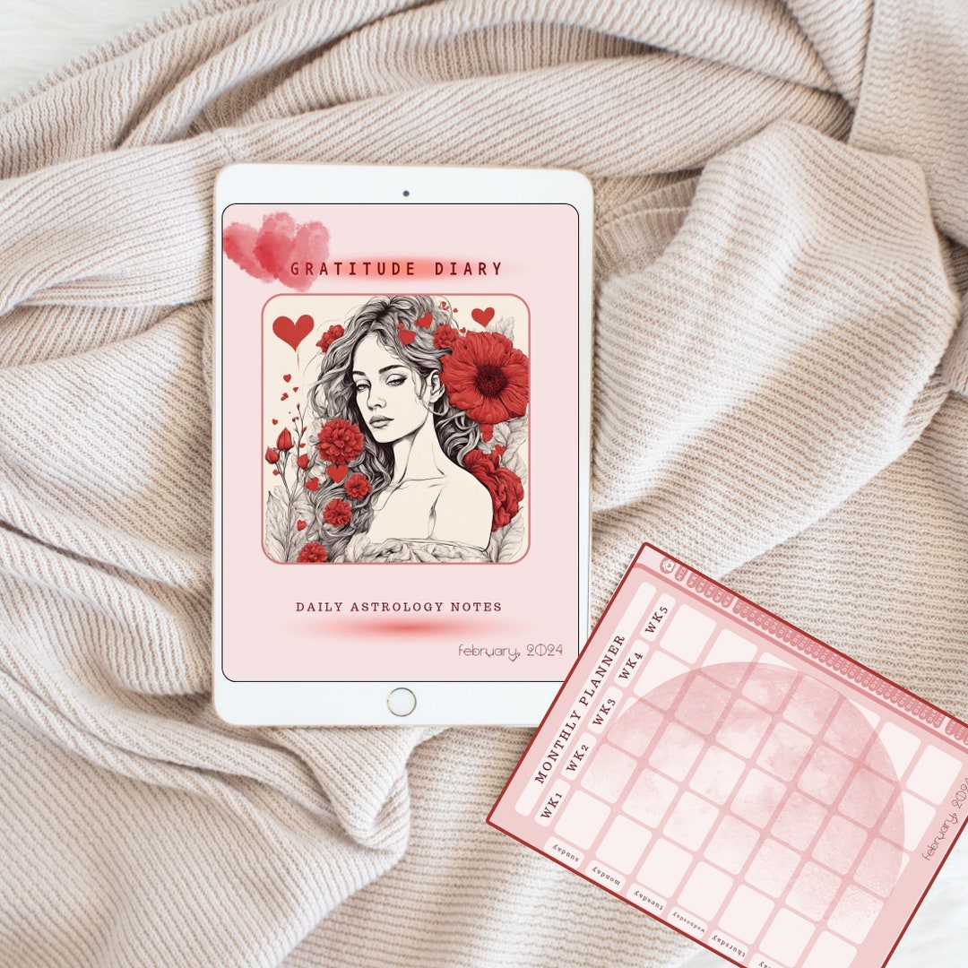 Gratitude Journal, 2024 February Printable & Digital Hyperlinked Diary ...