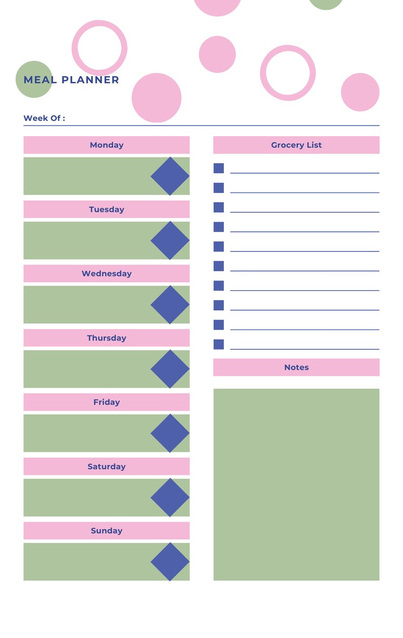 Weekly Meal Planner - Etsy
