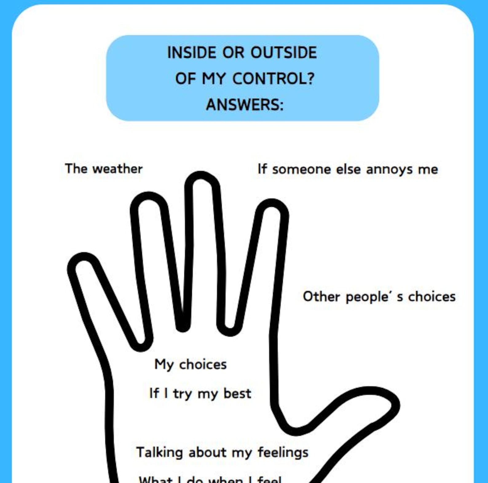 Inside Vs. Outside My Control Worksheet for Kids | Mindfulness Activity ...