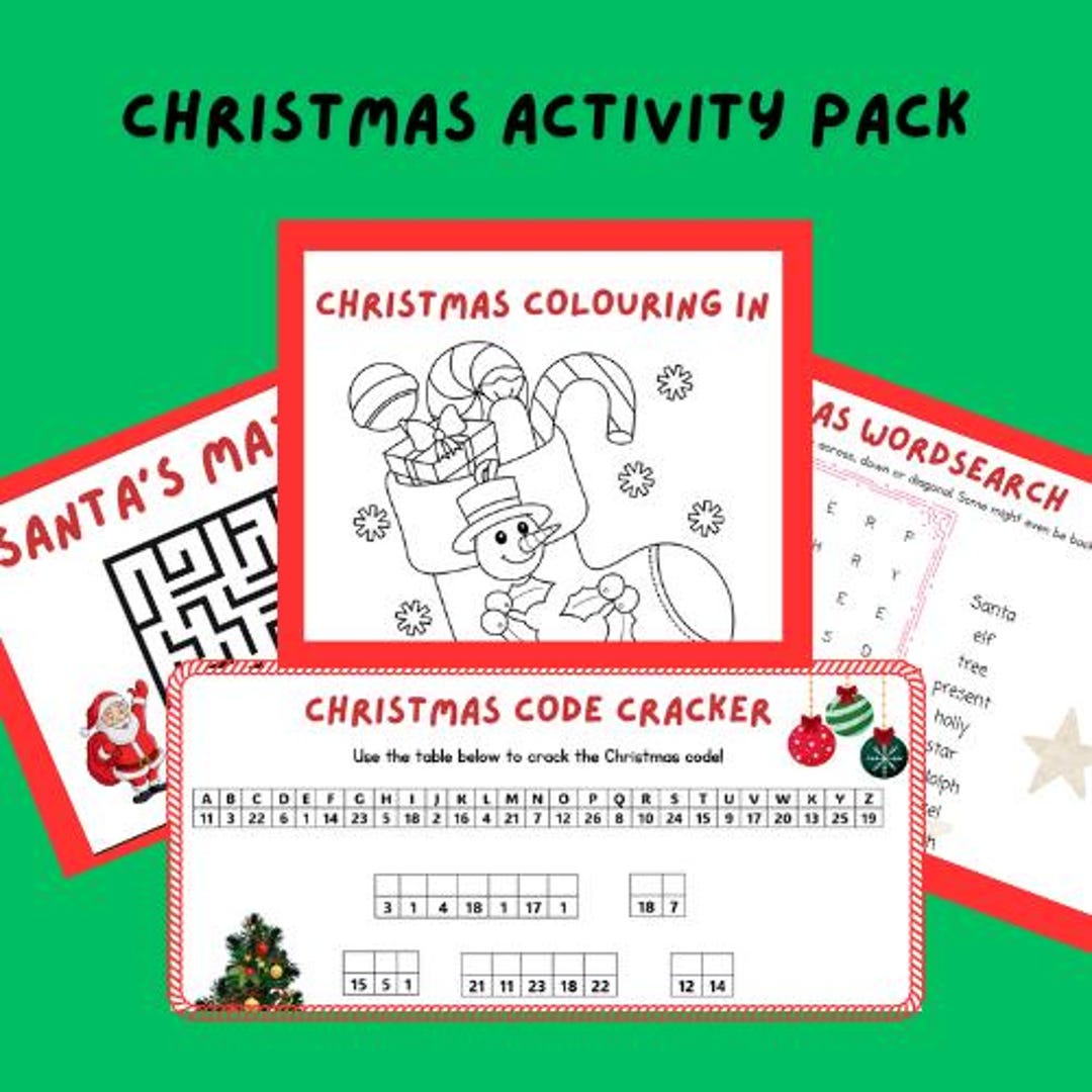 Printable Christmas Activity Pack for Kids - Fun Holiday Worksheets - Etsy