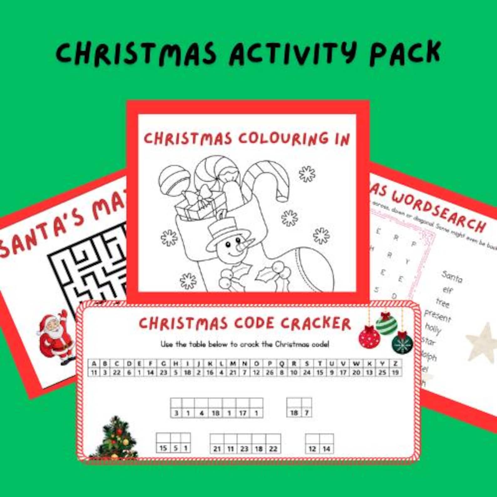 Printable Christmas Activity Pack for Kids - Fun Holiday Worksheets - Etsy