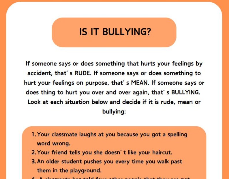 Digital Bullying Awareness Worksheet for Kids | Teach Empathy ...