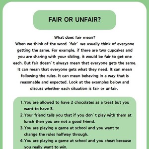 Fair or Unfair: Social Emotional Learning Digital Worksheet for Kids - Etsy