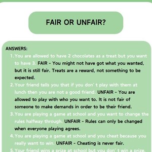 Fair or Unfair: Social Emotional Learning Digital Worksheet for Kids - Etsy