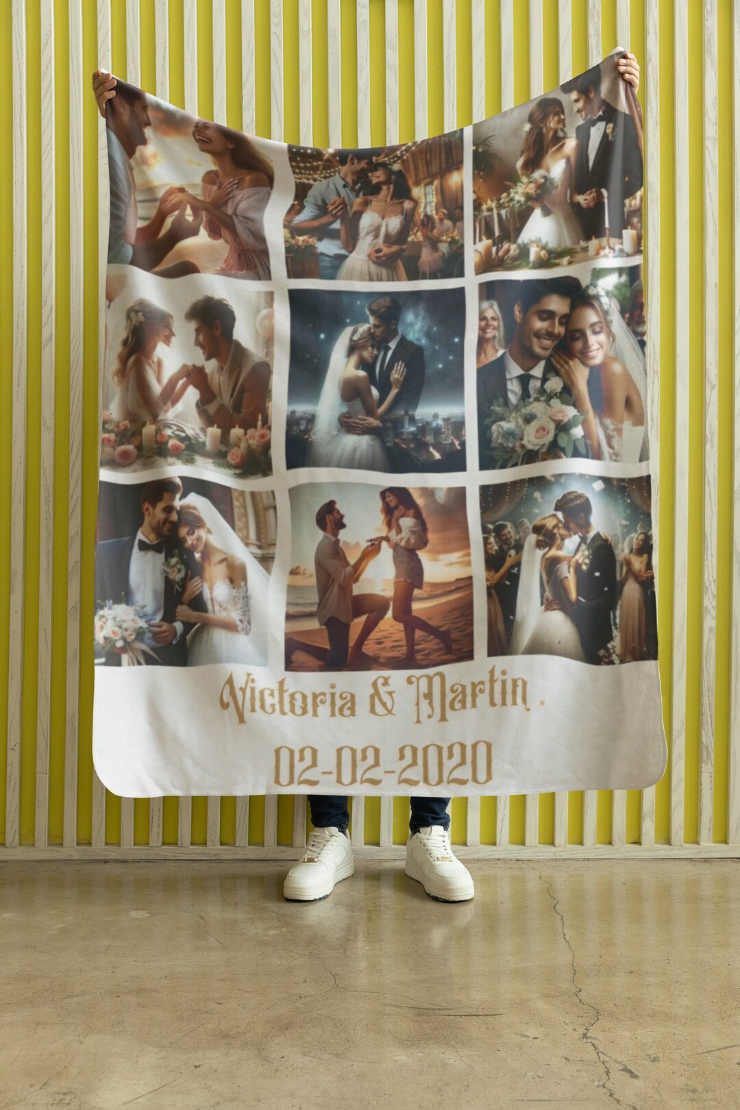 Custom Photo Blanket Collage, Personalized Image Blanket With Text ...