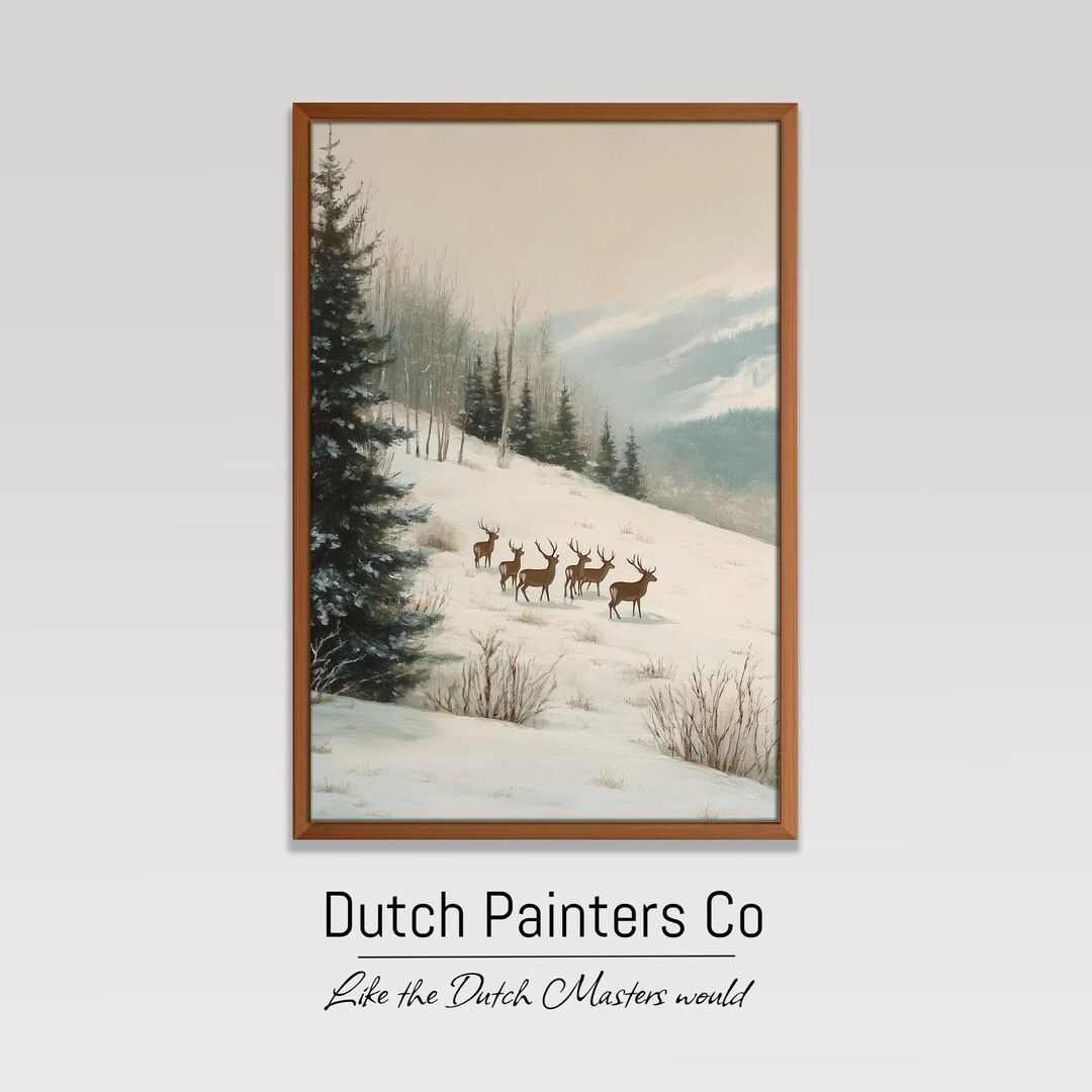 Snowy Rustic Winter Landscape Printable Digital Winter Art Cozy Winter ...