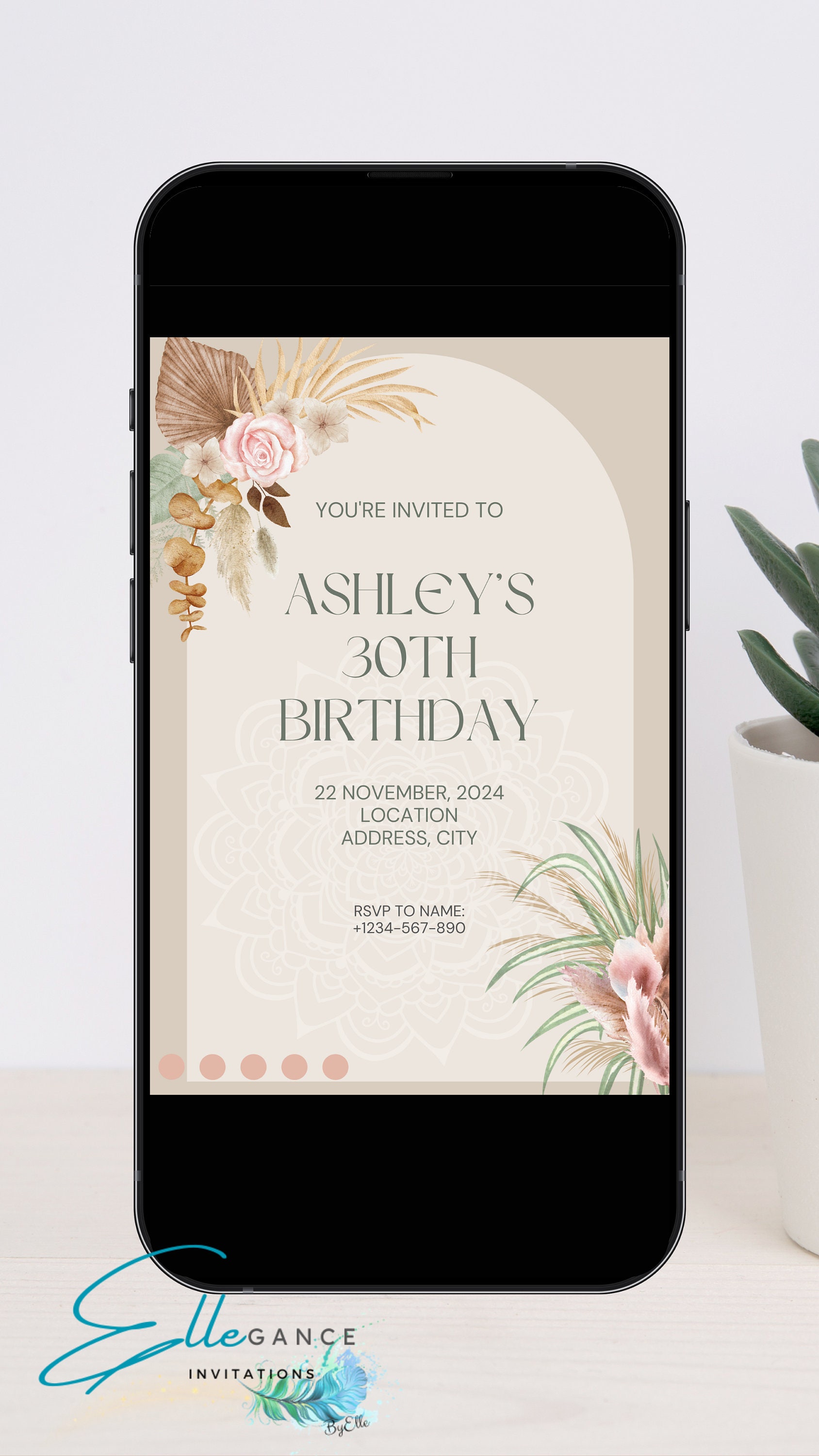 Birthday Invite: Custom Birthday Invite Personalised Any Age Boho ...