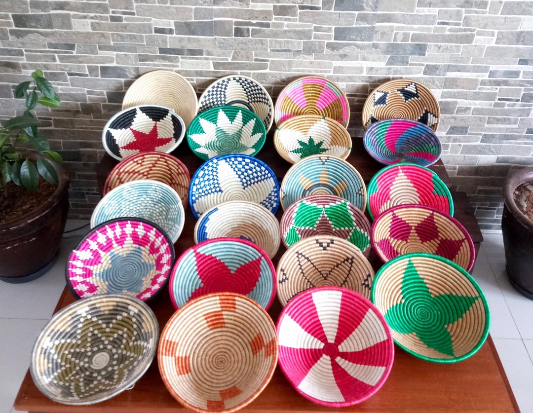 Colorful Rwanda Baskets | Hanging Wall Basket | Decorative Woven ...