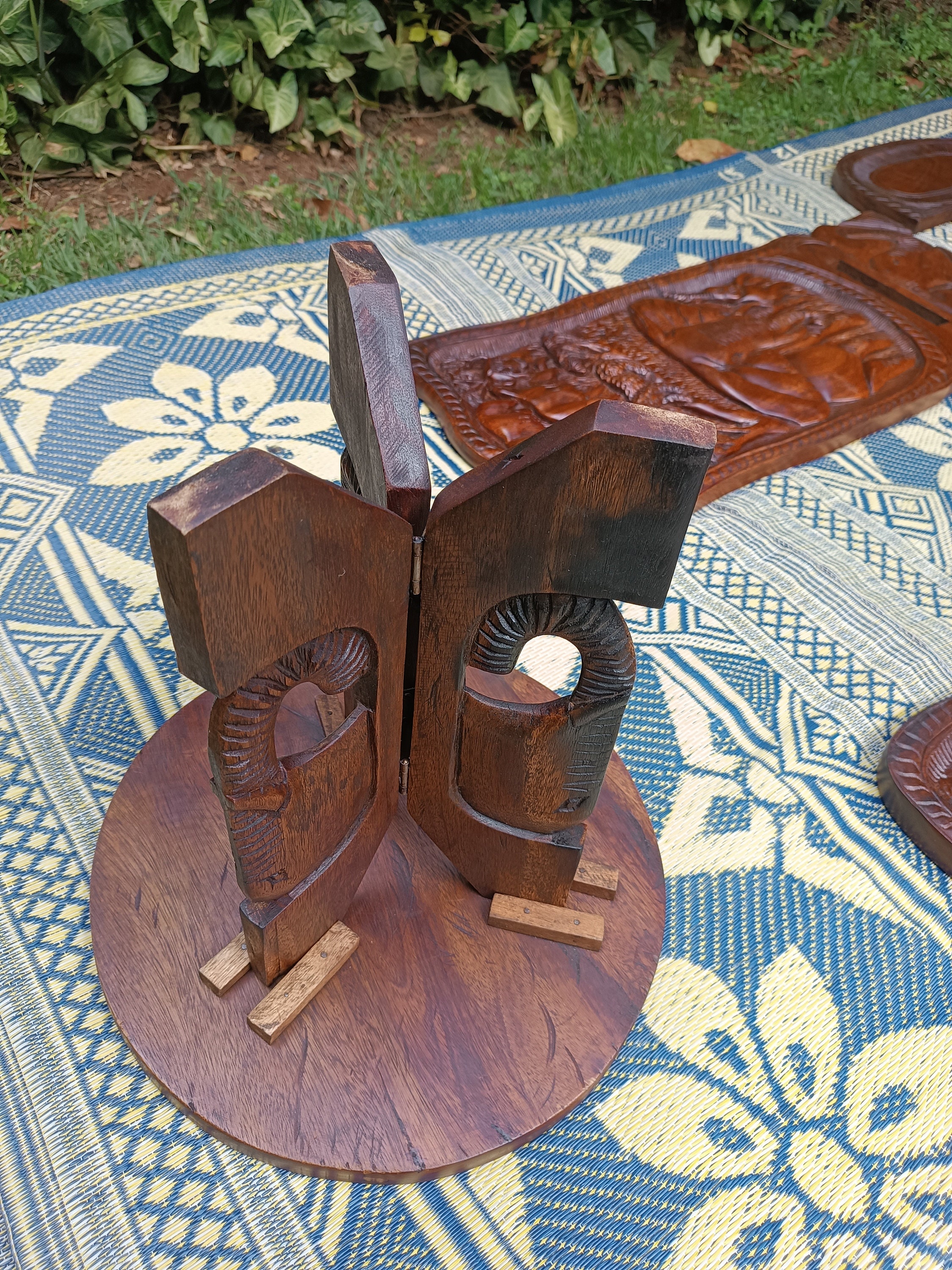 Vintage African Coffe Table Set | Hand Carved Big-five Safari Animals ...