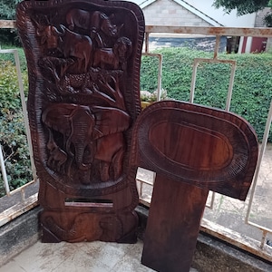 Vintage African Coffe Table Set Hand Carved Big-five Safari Animals ...