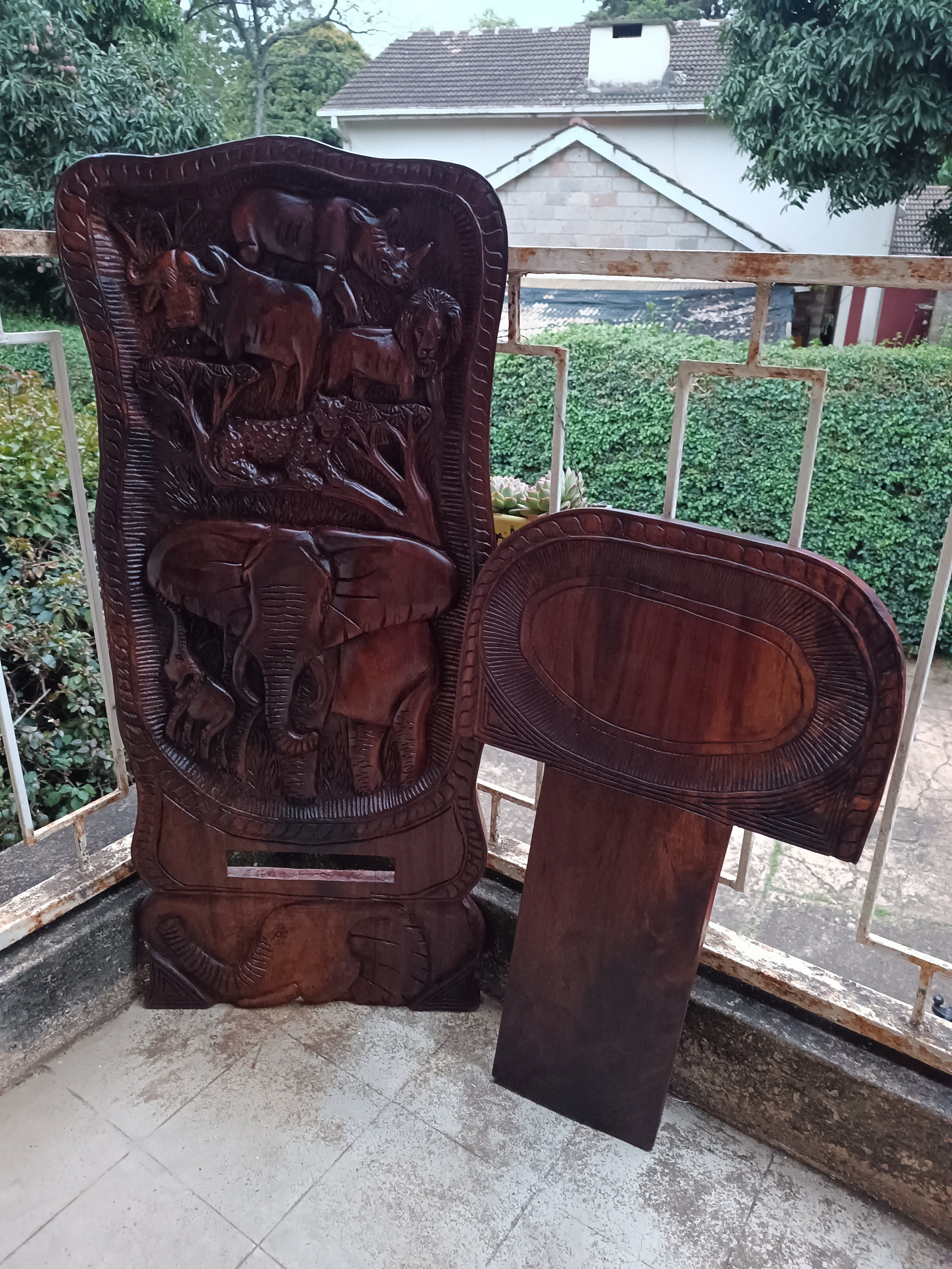 Vintage African Coffe Table Set | Hand Carved Big-five Safari Animals ...