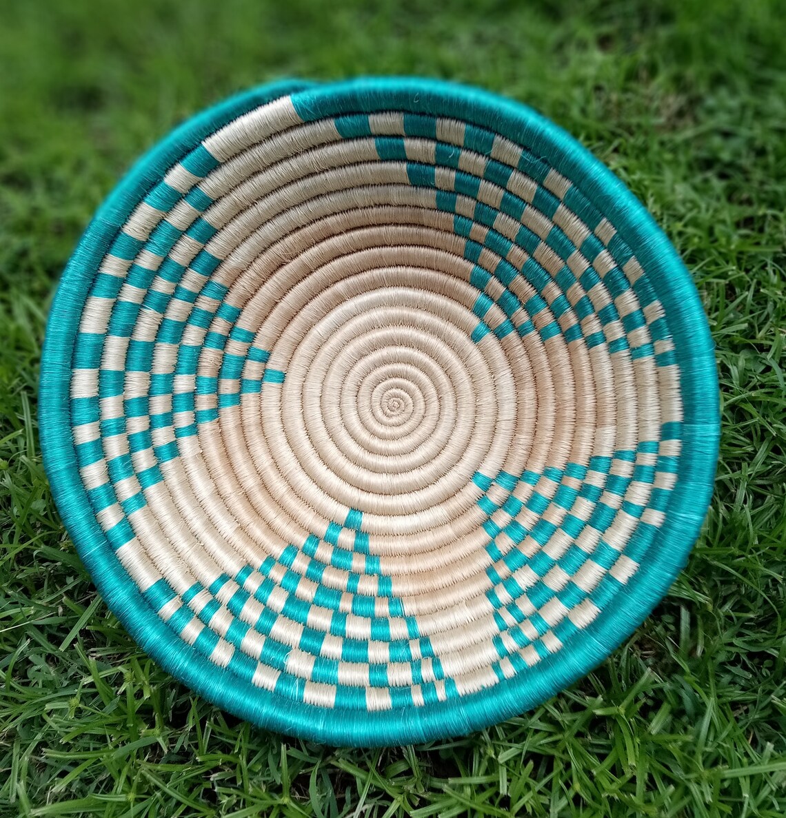 12 Turquoise Green Rwanda Baskets Wall Baskets african Basket Wall - Etsy