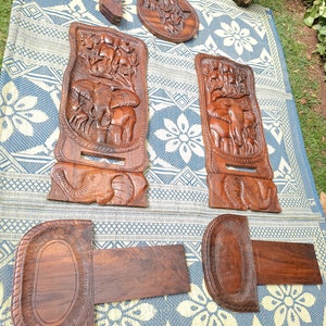 Vintage African Coffe Table Set Hand Carved Big-five Safari Animals ...