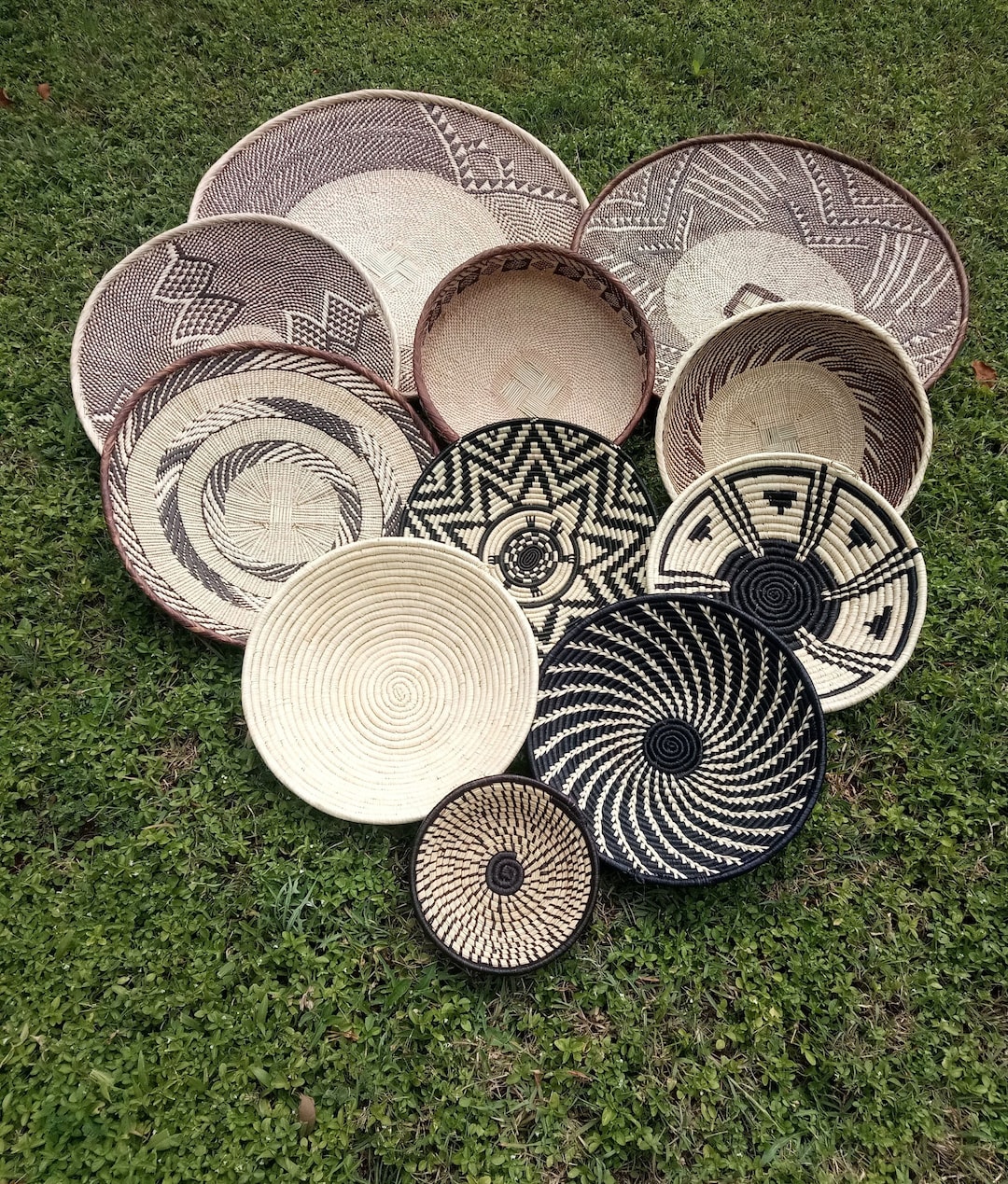 Set of 6 Binga Baskets & Rwanda Wall Baskets Hanging Wall Baskets ...