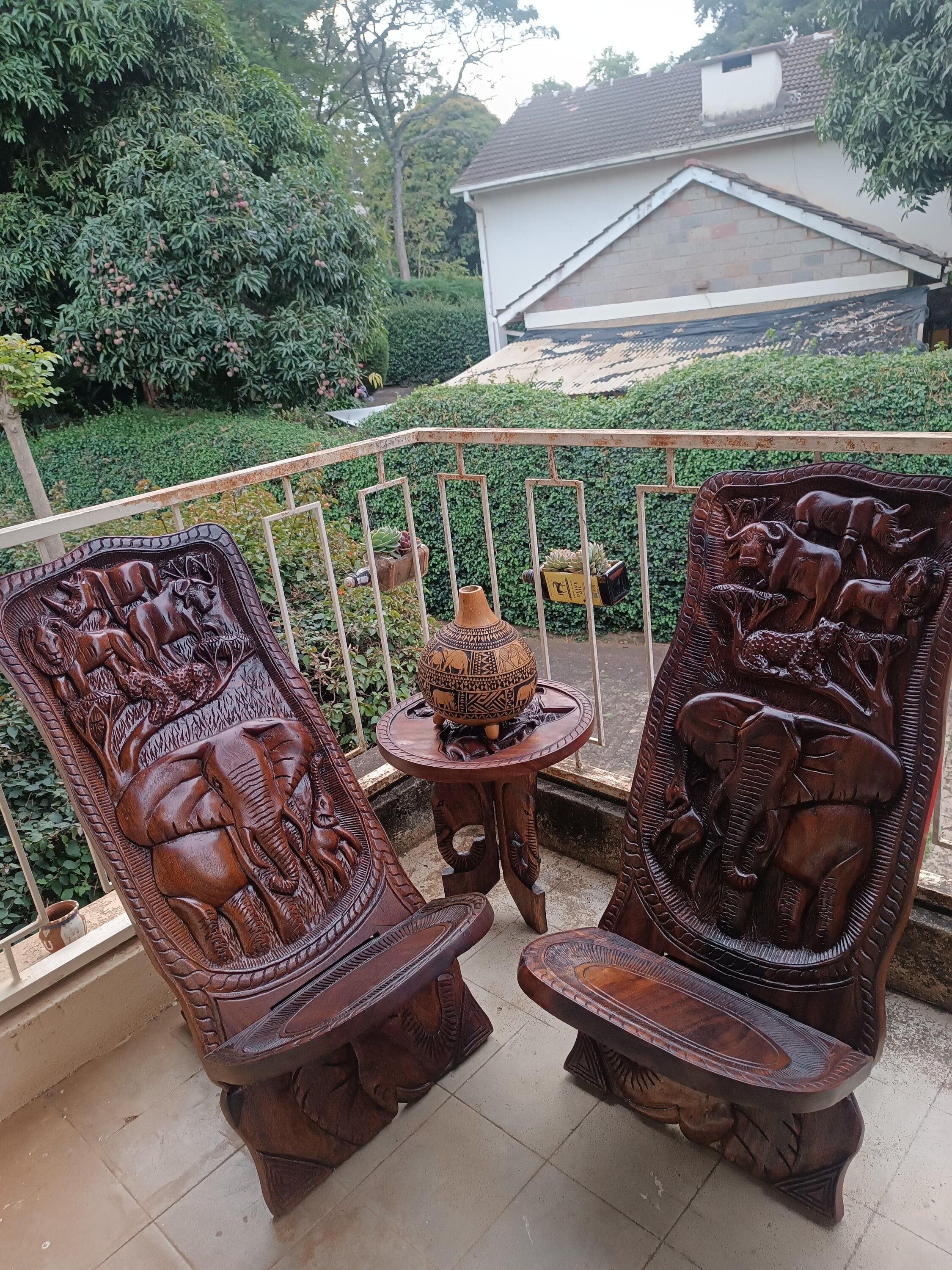 Vintage African Coffe Table Set | Hand Carved Big-five Safari Animals ...