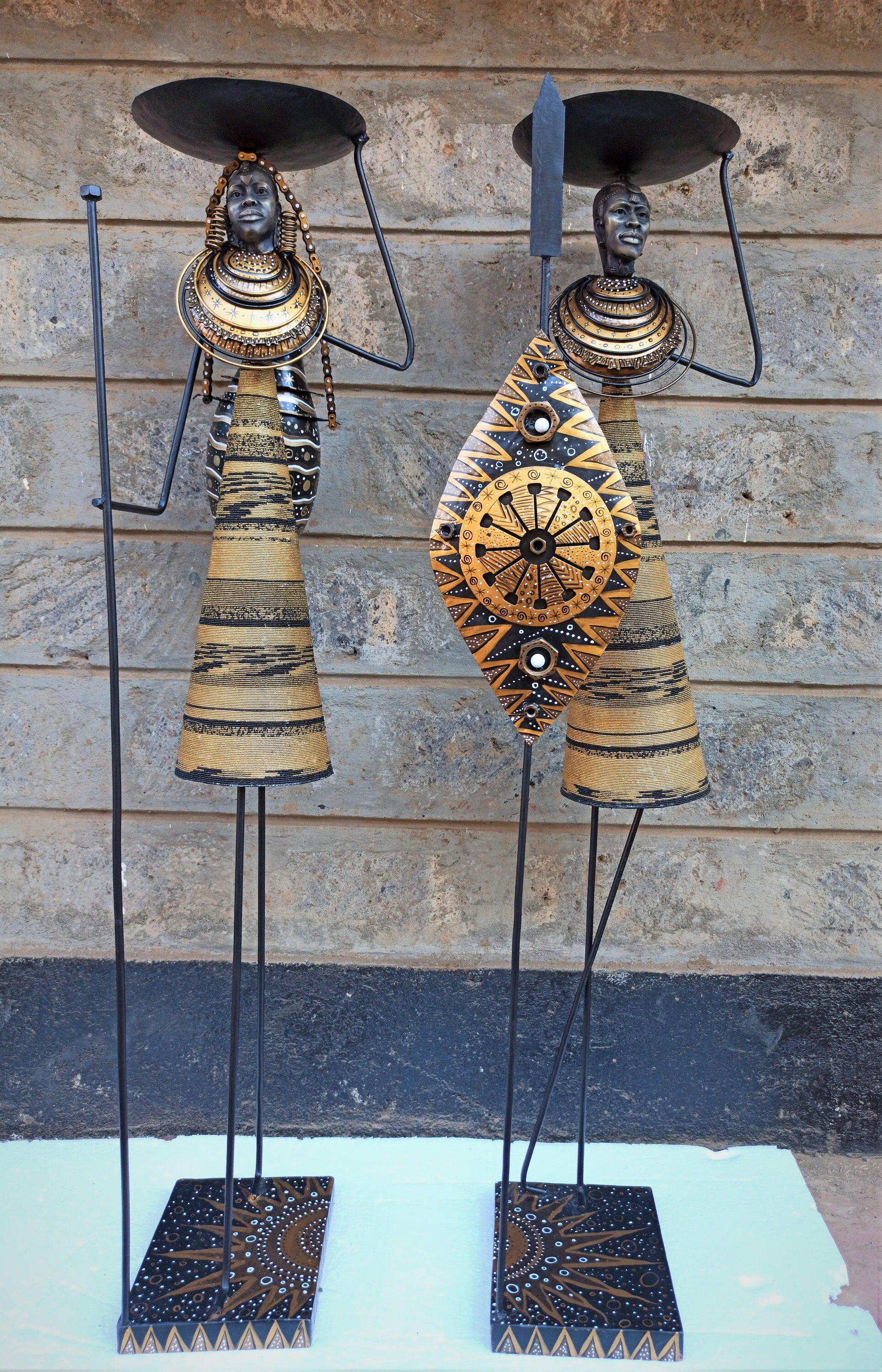 Life-size Maasai Couple Figurine Statue and Sculpture Welded Sculptures ...