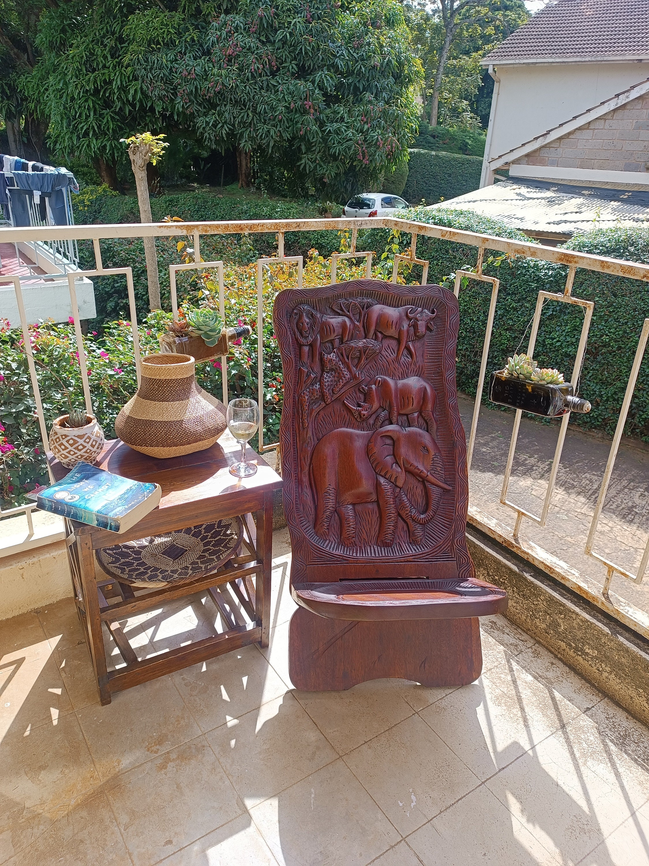 2 Vintage African Chairs, Carved Big-five Safari Animals Chair Sets ...